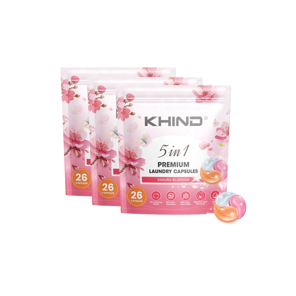 KHIND 5-in-1 Premium Laundry Capsule (3 Packs) Sakura Blossom LCSKR26 ...